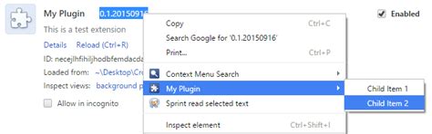 chrome extension how to create context menu with custom name instead