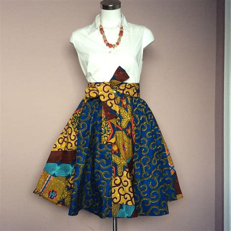 Ankara African Print Midi Flare Women Skirt With A Belt All Etsy