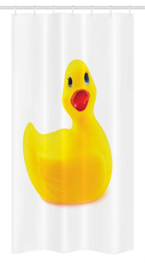 Rubber Duck Stall Shower Curtain Yellow Squeak Ducky Toy Fun Bubble