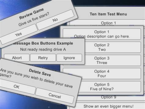 ugui message box modal dialog and menu gui ツール unity asset store