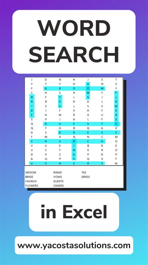 how to make a word search puzzle in excel video tutorial