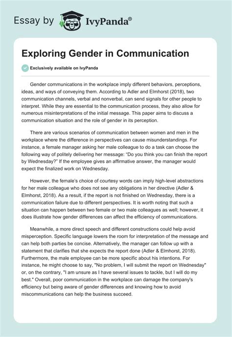 Exploring Gender In Communication 344 Words Essay Example