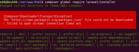 getting connection timed out while i run composer global require