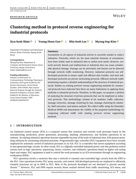 pdf clustering method in protocol reverse engineering for industrial