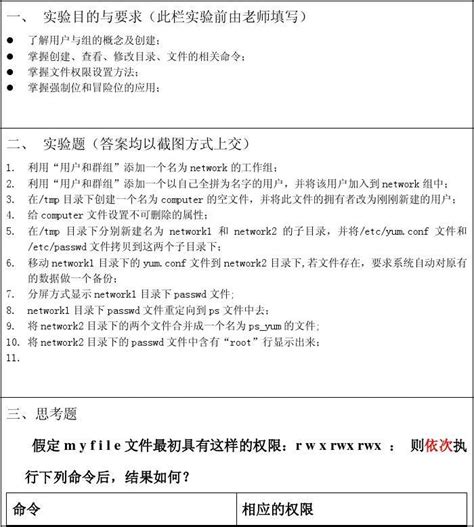 linux实验报告 基本命令及文件权限的应用 2 word文档在线阅读与下载 无忧文档