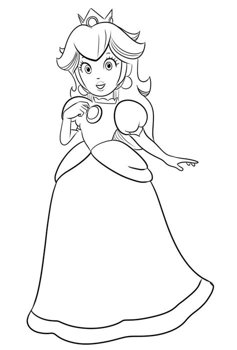 Desenho De Princesa Peach 01 De Super Mario Bros Para Colorir