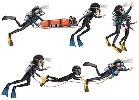 Premium Vector Set Of Rescue Divers