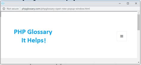 how to open a popup window php glossary