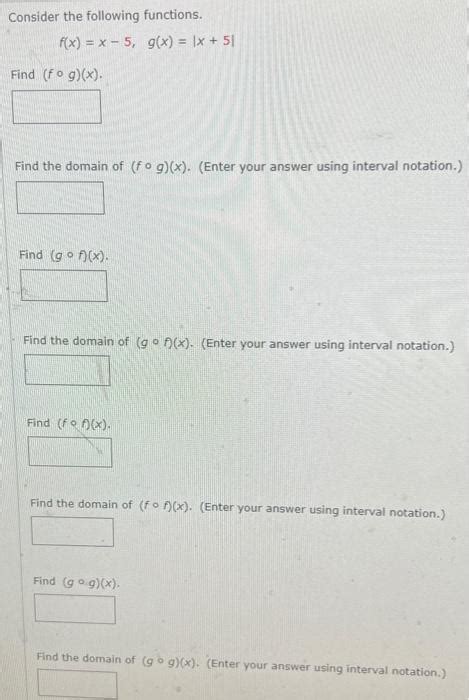 Solved Consider The Following Functions F X X−5 G X ∣x 5∣