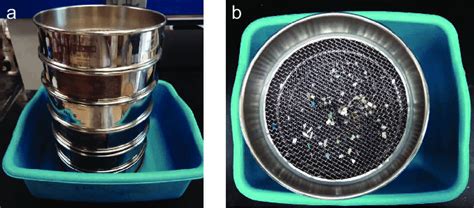 A Mounting The Sieves And B Microplastic Screening Download