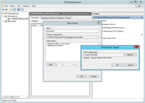 how to configure a distributed file system dfs namespace