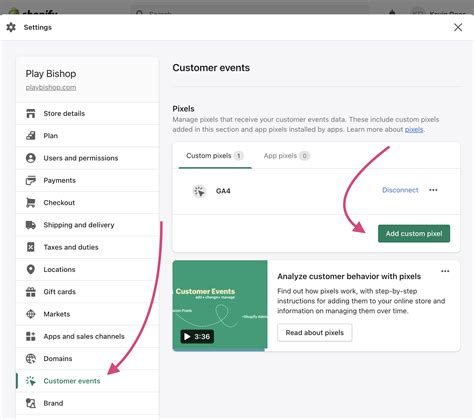 how to install ga4 on shopify using customer events pixels and gtm