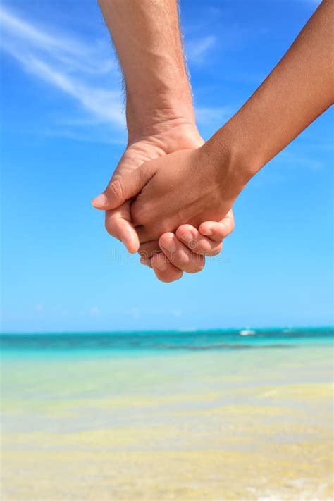 Love Romantic Couple Holding Hands Beach Sunset Stock Image Image