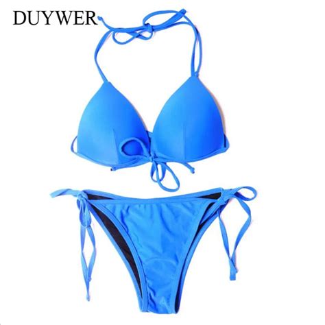 Blue Bikinis Set 2018 New Sexy Bikinis Push Up High Cut Bathing Suit