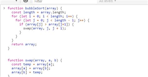 bubble sort algorithm in javascript