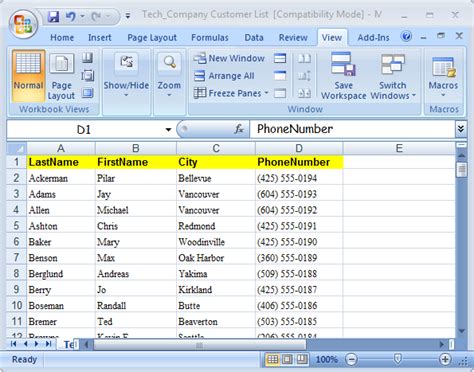 make row labels in excel 2007 freeze for easier reading