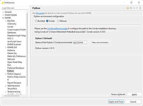 how to set up your python extensions knime