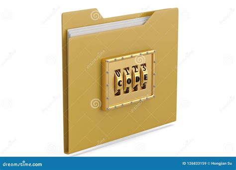 security concept file folder with combination lock isolated on w stock
