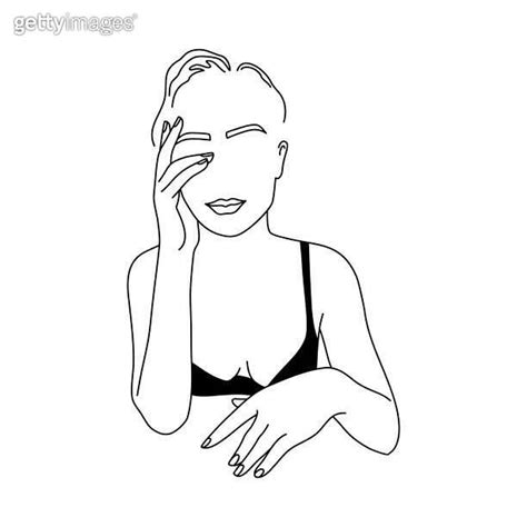 Abstract Minimalistic Female Figure In Underwear Vector Fashion