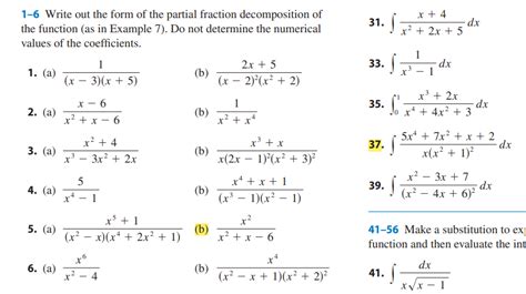 Solved 1 6 Write Out The Form Of The Partial Fraction