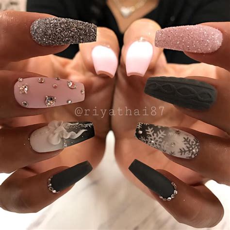 130 Elegant Rhinestones Coffin Nails Designs