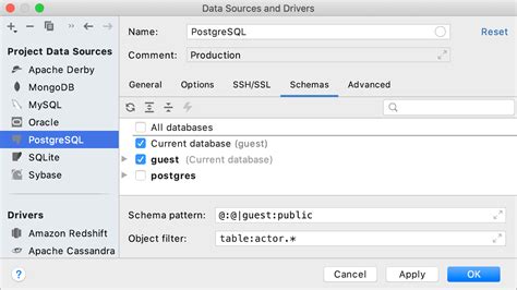 data sources and drivers dialog datagrip documentation