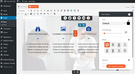 post and page builder by boldgrid visual drag and drop editor