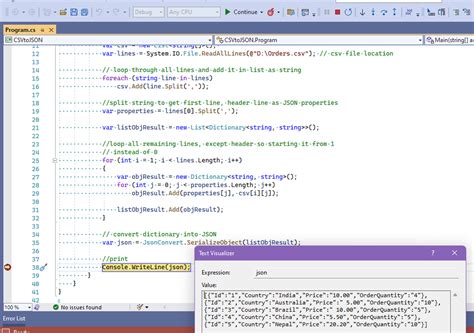 convert csv to json in c qa with experts