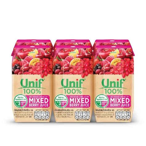 ยูนิฟ น้ำผักผสมเบอร์รี่ 100 200 มล X 6 กล่อง Unif 100 Mixed Berry200