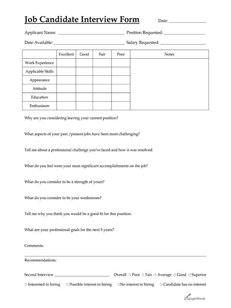 candidate information form for interview fill out and sign printable