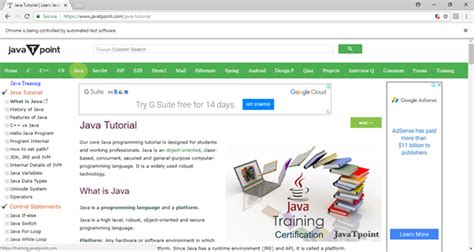 selenium webdriver running test on chrome browser javatpoint