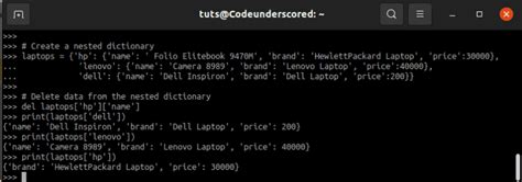 how to use python dictionary of dictionaries code underscored