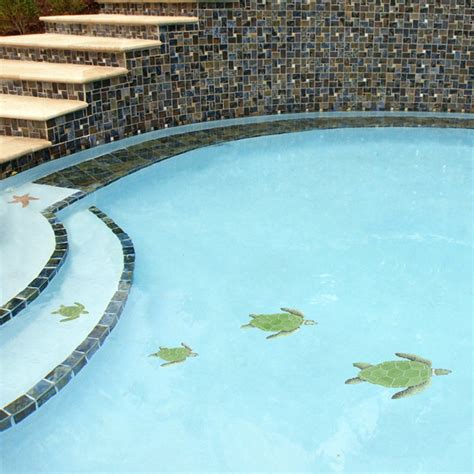Loggerhead Turtle Green Tlogres Pool Mosaic Aquablu Mosaics