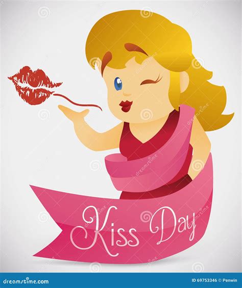 Pretty Woman Sending A Kiss Vector Illustration Stock Vector