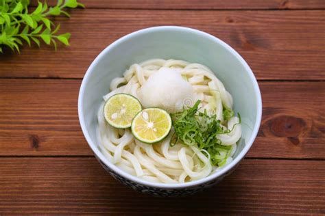 Cold Udon Noodles With Japanese Sudachi Stock Image Image Of Season