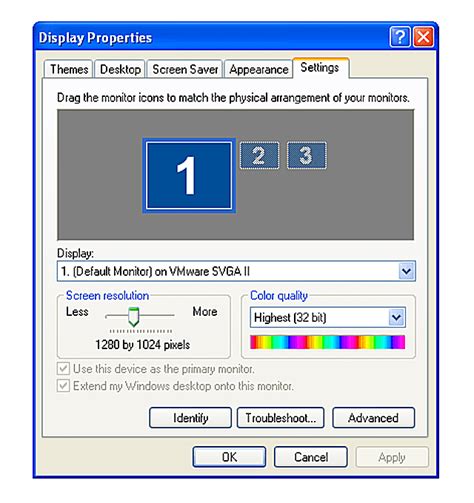 how to adjust the color quality setting in windows xp