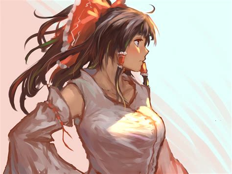 Wallpaper Illustration Long Hair Anime Girls Touhou Black Hair