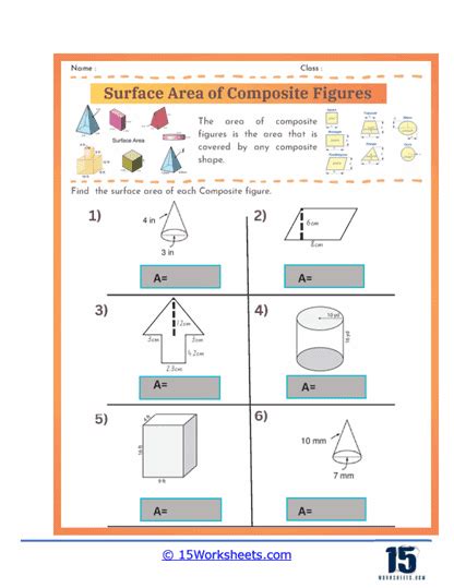 Surface Area Of Composite Figures Worksheets 15