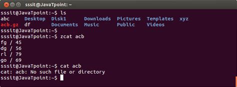 linux zcat or zmore javatpoint