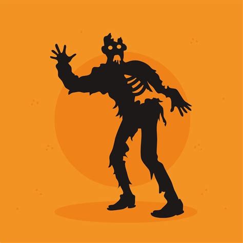 Illustration De Silhouette De Zombie Dessiné à La Main Vecteur Gratuite