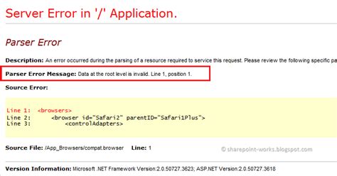 parser error data at the root level is invalid line 1 position 1