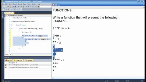 tutorial 10 c c sharp homework loop within a loop