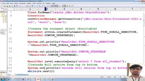 63 advanced java tutorial jdbc scrollable resultset object adv