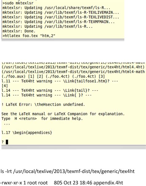 appendices latex error thehchapter undefined when using tex4ht with