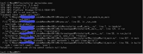 python pyinstaller valueerror source code string cannot contain null