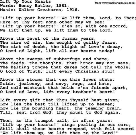 Hymns For Confirmation Services Title Lift Up Your Hearts Lyrics