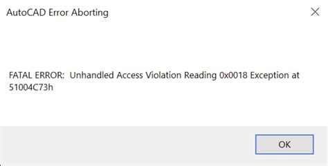fatal error unhandled access violation reading 0x0000 when
