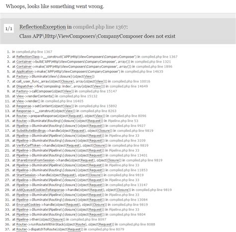 php class app viewcomposers companycomposer does not exist