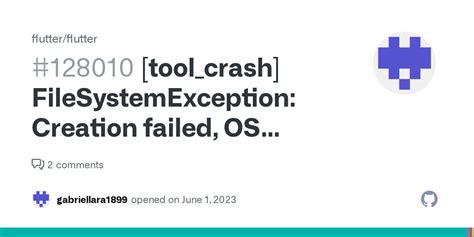 [tool crash] filesystemexception creation failed os error the system