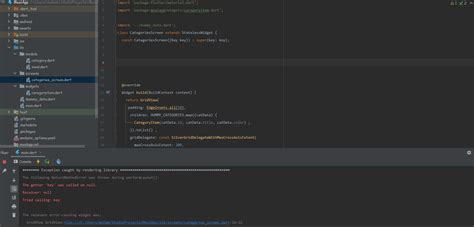flutter the getter key was called on null receiver null tried